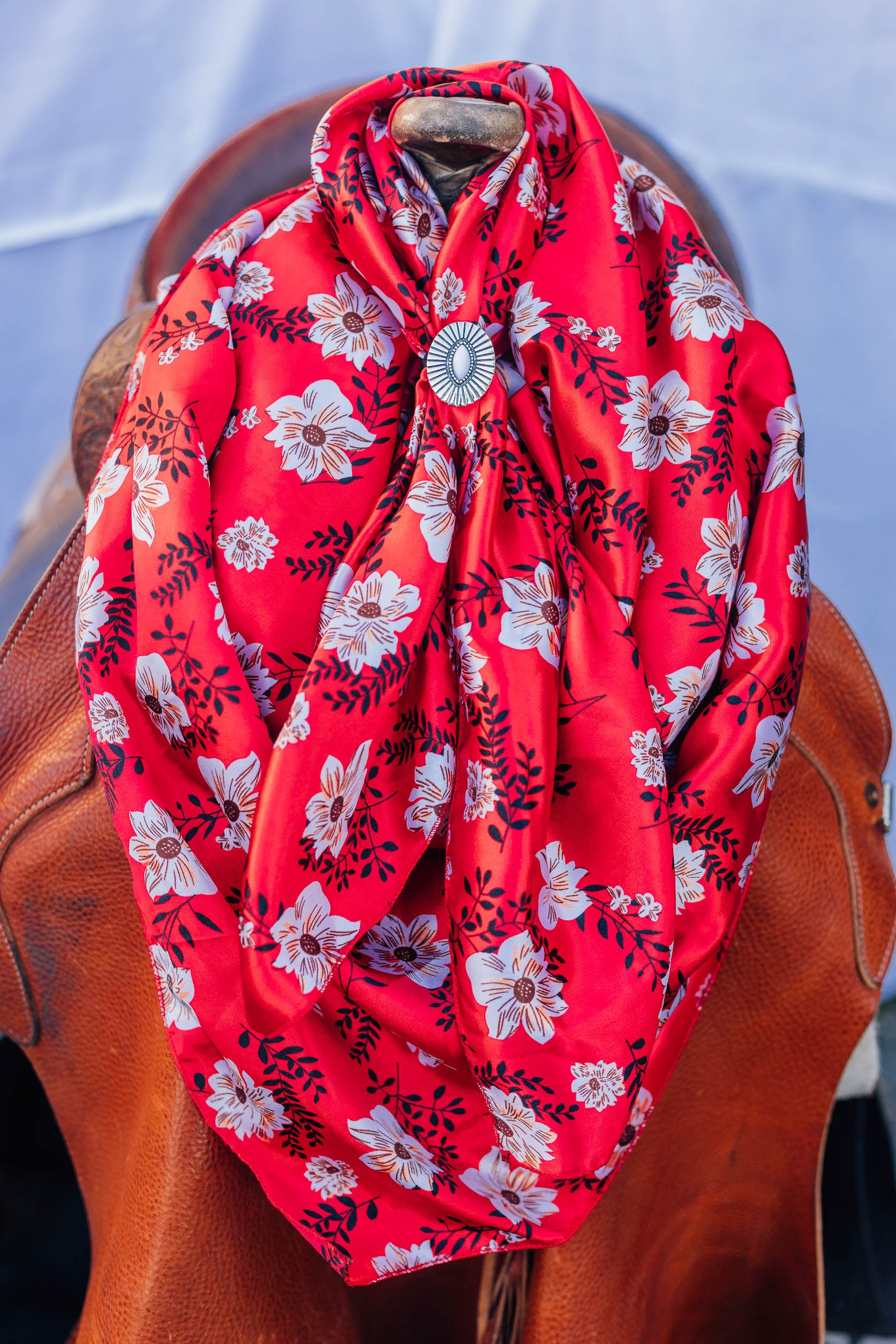 Red and White Floral Wild Rag – ProRate Equine