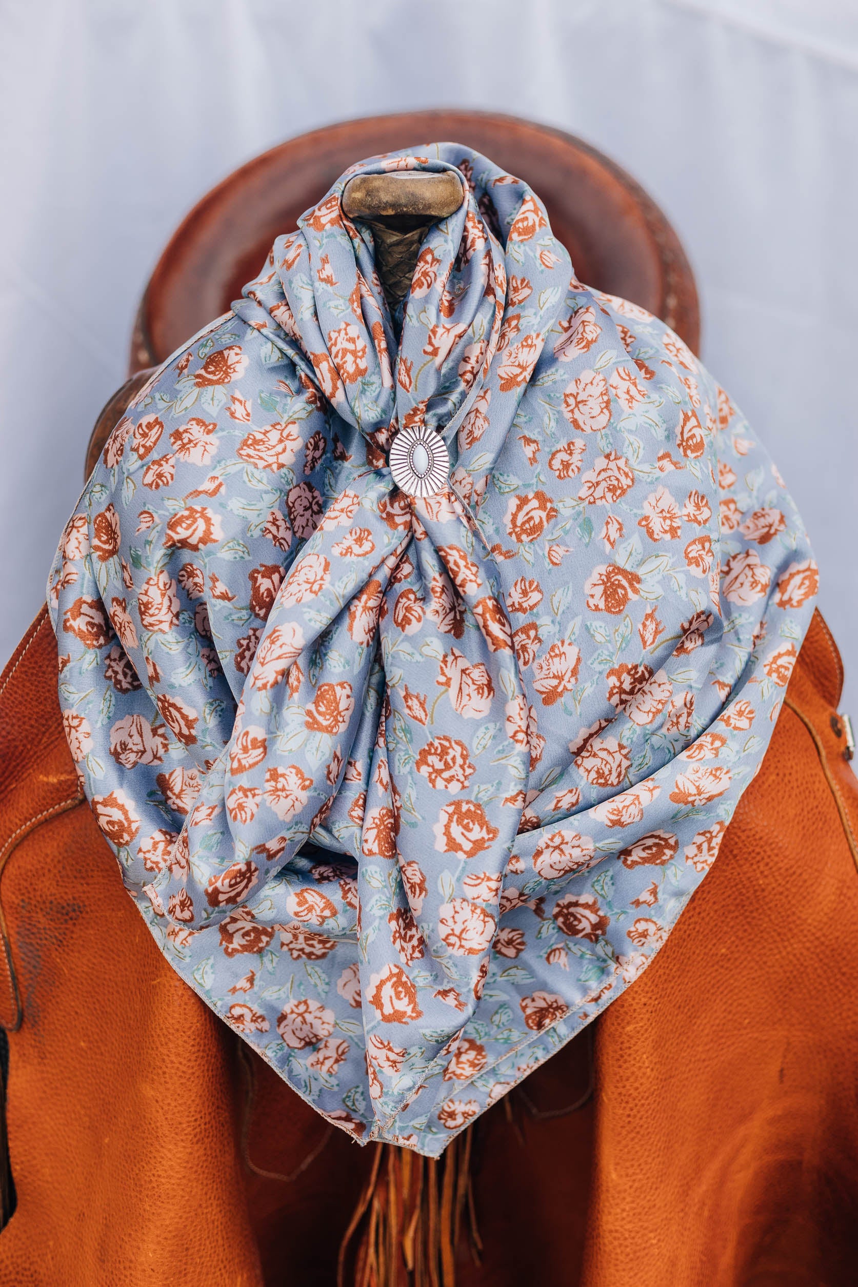 Dusty Blue Rose Floral Wild Rag – ProRate Equine
