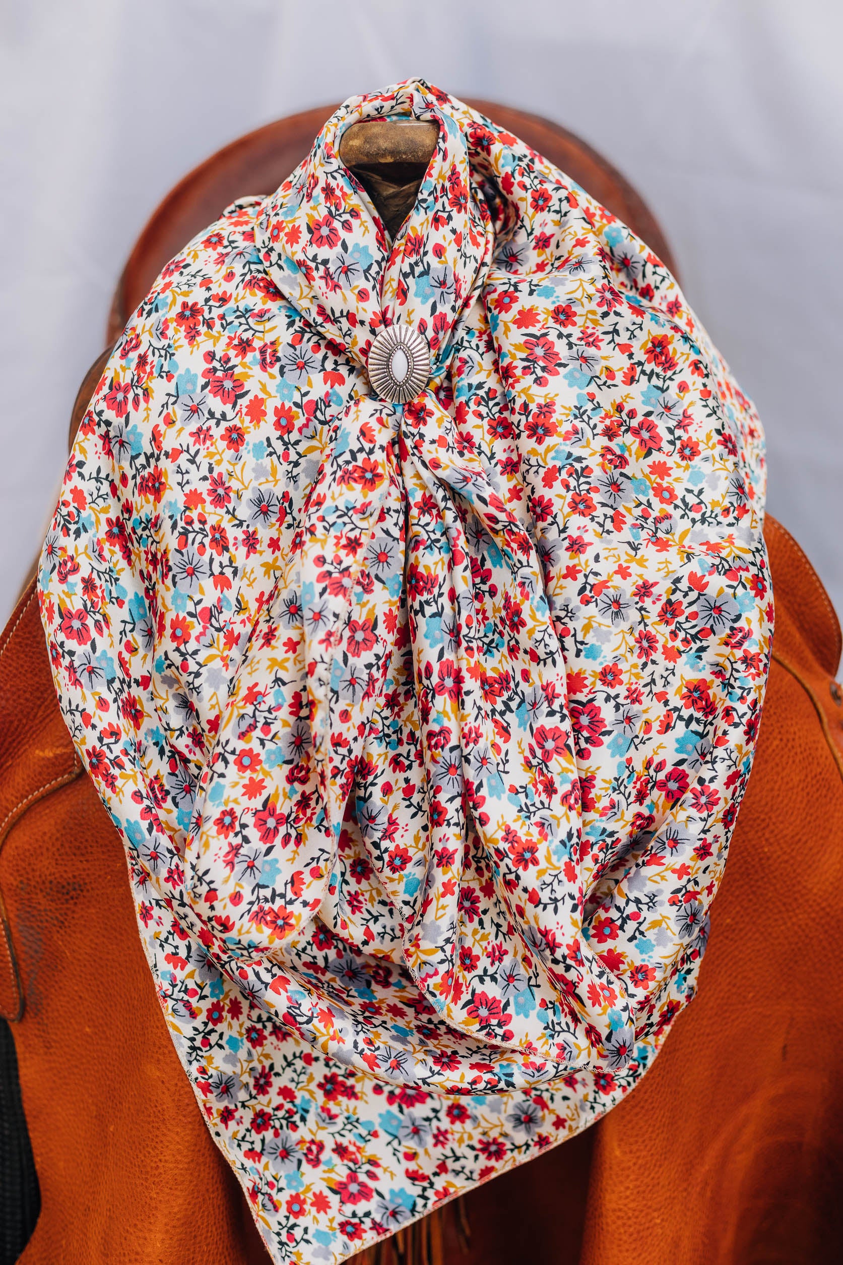 Red Blue Grey Floral Wild Rag – ProRate Equine