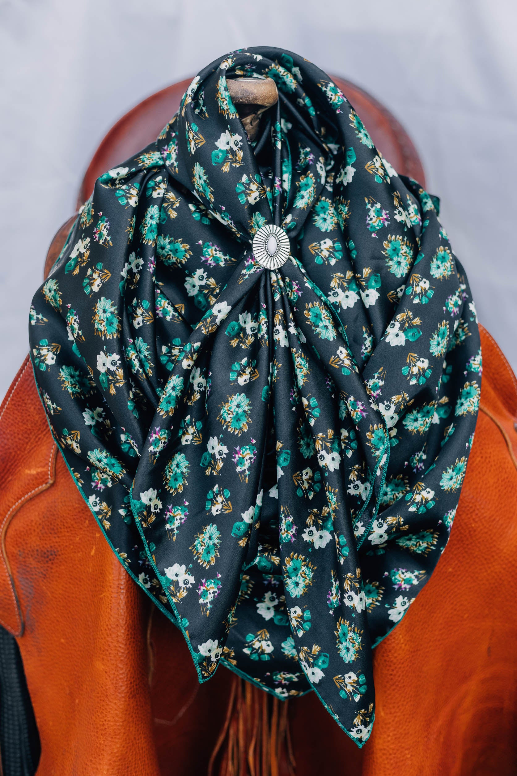 Black Turquoise Bouquet Floral Wild Rag – ProRate Equine