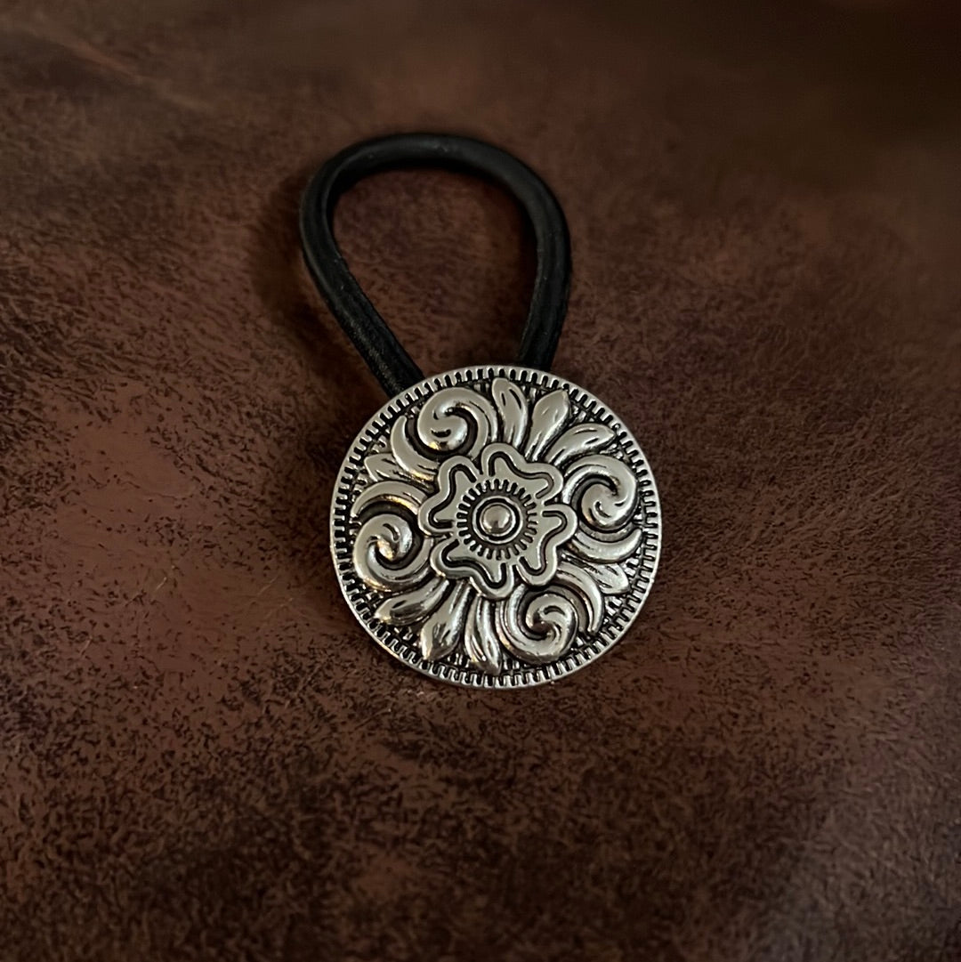 Silver Tooled Floral Wild Rag Slide / Hair Tie / Scarf Slide – ProRate ...