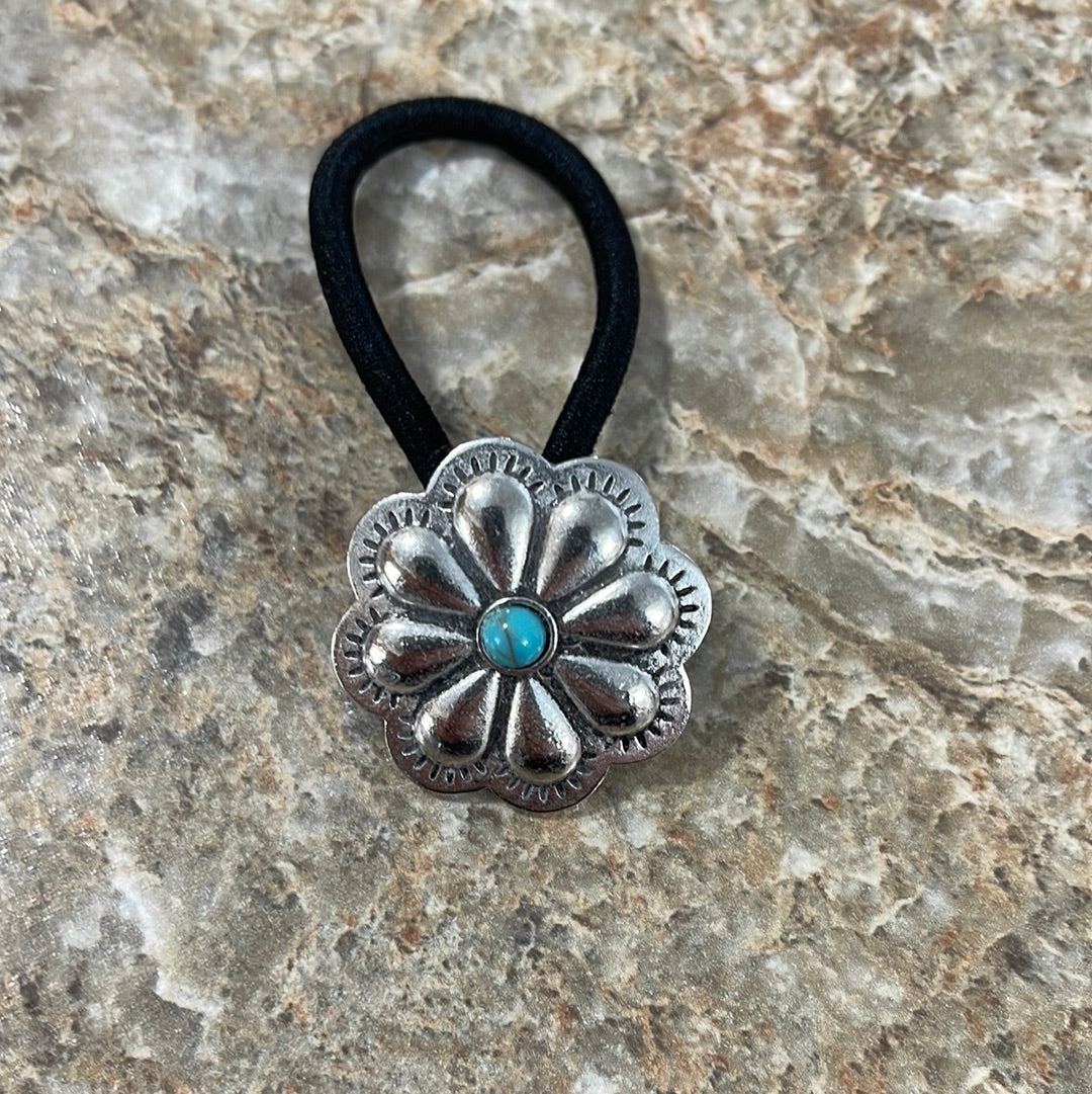 Turquoise Stone Floral Petals Wild Rag Slide / Hair Tie / Scarf Slide ...